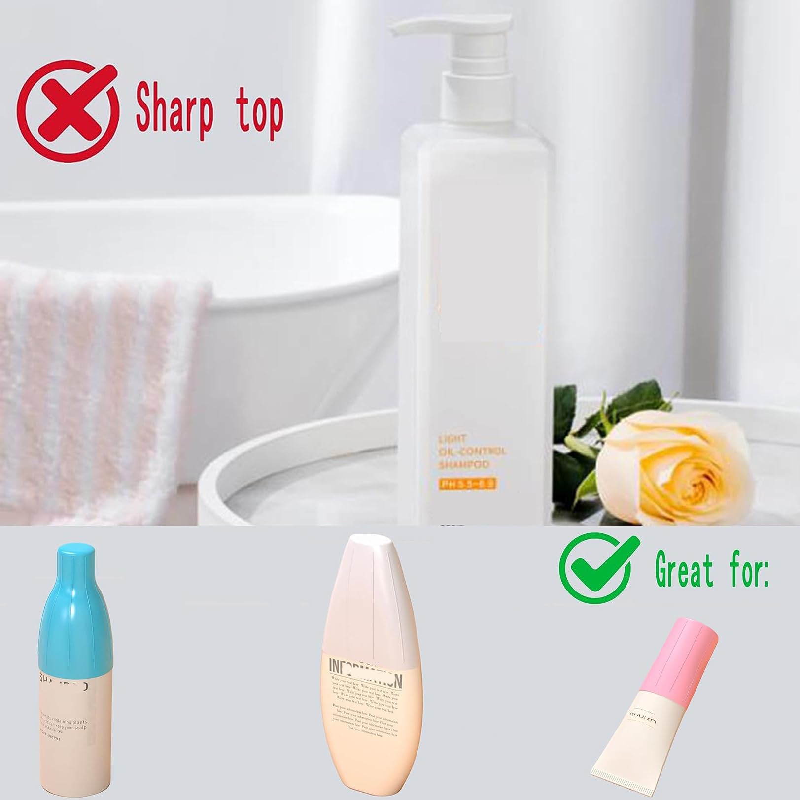lufr 8 Reusable Silione Accessory Elastic Sleeve for Leak Proofing, For Standard and Travel Sized Toiletries.