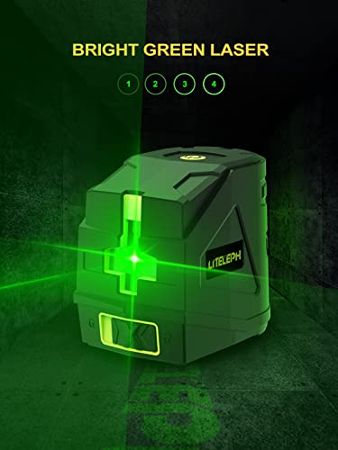 Laser Level Self Leveling Cross Line Green Laser Level Tool Adjustable Brightness Laser Leveler with 360°Magnetic Mounting Plate Carrying Pouch for Picture Hanging and Construction