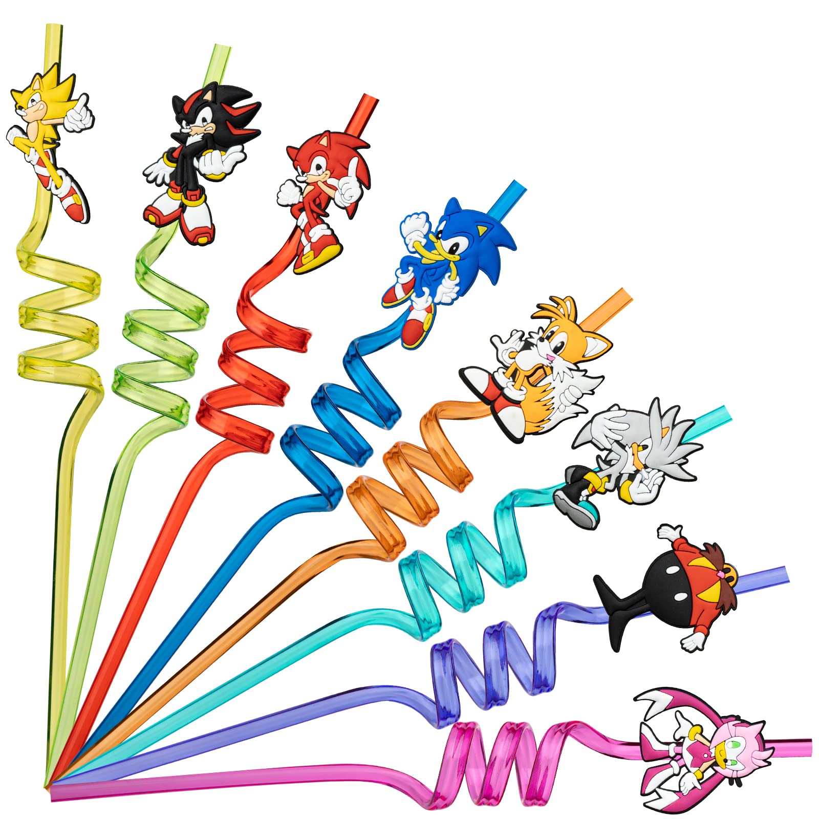 Mazubless 24Pcs Birthday Party Supplies Reusable Drinking Straws,8 Designs Video Game Themed Party Favors
