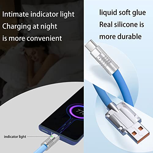 LPSHGK 180° Rotating Fast Charge Cable, Chubby Gamer 180 Rotating Fast Charge Cable for iPhone, 1.2/1.8m Rotating Fast Charge Cable, USB to C Durable to Avoid Breakage (Blue,for Android, 1.8m)