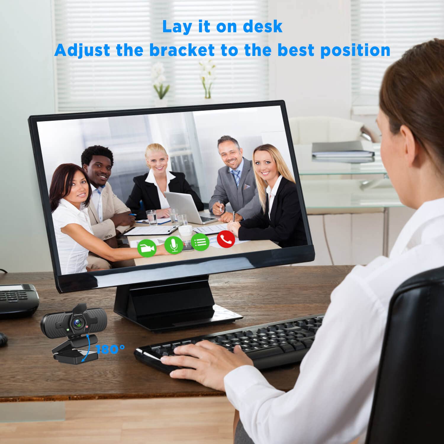 Maylibet USB C Webcam with Microphone/Privacy Cover/Cable Holder, 1080P Wide Angle Streaming HD Web Camera for Computer Desktop Laptop MacBook Pro PC Monitor