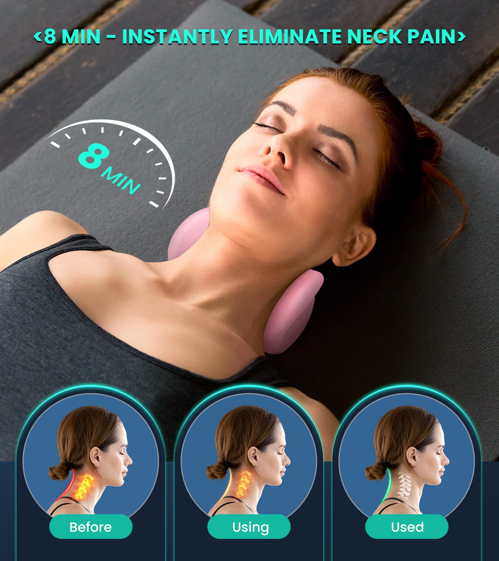 Mazori Odorless Neck Stretcher for Neck Pain Relief 2 Modes, Neck Cervical Traction Device Pillow for Spine Alignment, Chiropractic Neck and Shoulder Relaxer for TMJ Headache Muscle Tension