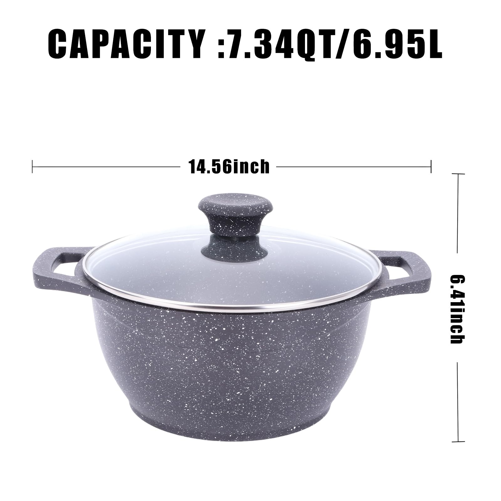 Onamisch Nonstick Stock Pot with Lid 7.34 Quart Dish Cookware Compatible with All Stovetops (Gas, Electric & Induction) 11 Inch