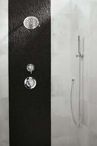 Moen Velocity Chrome Two-Function Rain Shower 8-Inch Showerhead with Immersion Technology for a High-Pressure Rinse, Round Rainfall Shower Head, Pressure Boosting Shower Head, S6320