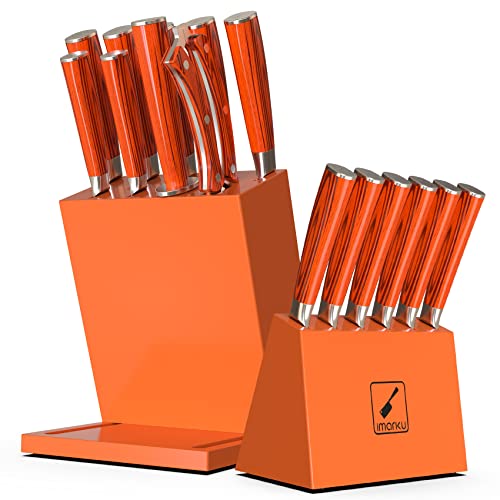 Knife Set, imarku 16-Pieces Kitchen Knife Set, Premium Japanese High Carbon Stainless Steel Knife Sets for Kitchen with Removable Block, Ergonomic Pakkawood Handles