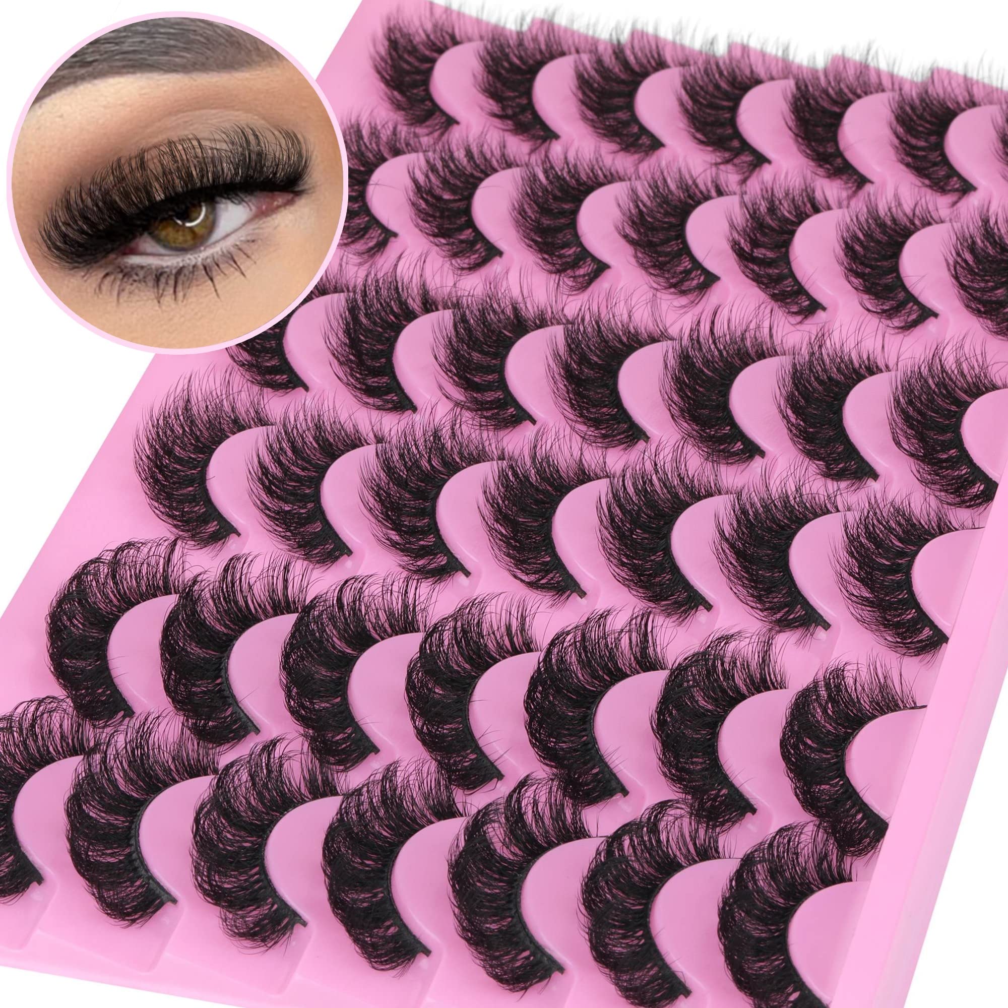 Natural False Eyelashes Mink Lashes Fluffy Wispy Cat Eye Lashes Pack 3 Styles 5D Lashes That Look Like Extensions by Geeneiya, 7 Pairs×3