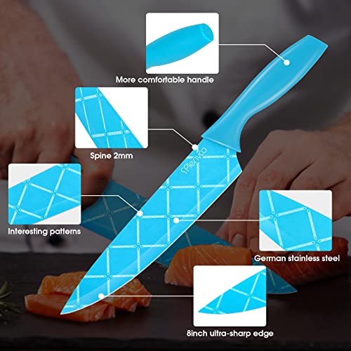 Knife Set, Kitchen Knife Set with Blade Guards, 5 Piece Colorful Knife Set, Stainless Steel Knives Set for Kitchen with Chef Knife, Santoku Knife, Slice Knife, Utility Knife, Paring Knife