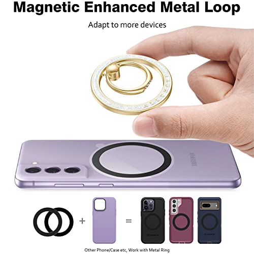 Magnetic Phone Grip & Stand for MagSafe - Strong Magnetic Finger Ring Holder, 360° Rotation and 180° Flip Compatible with iPhone and Smartphone, Removable Mag-Safe Phone Accessories, (Purple)