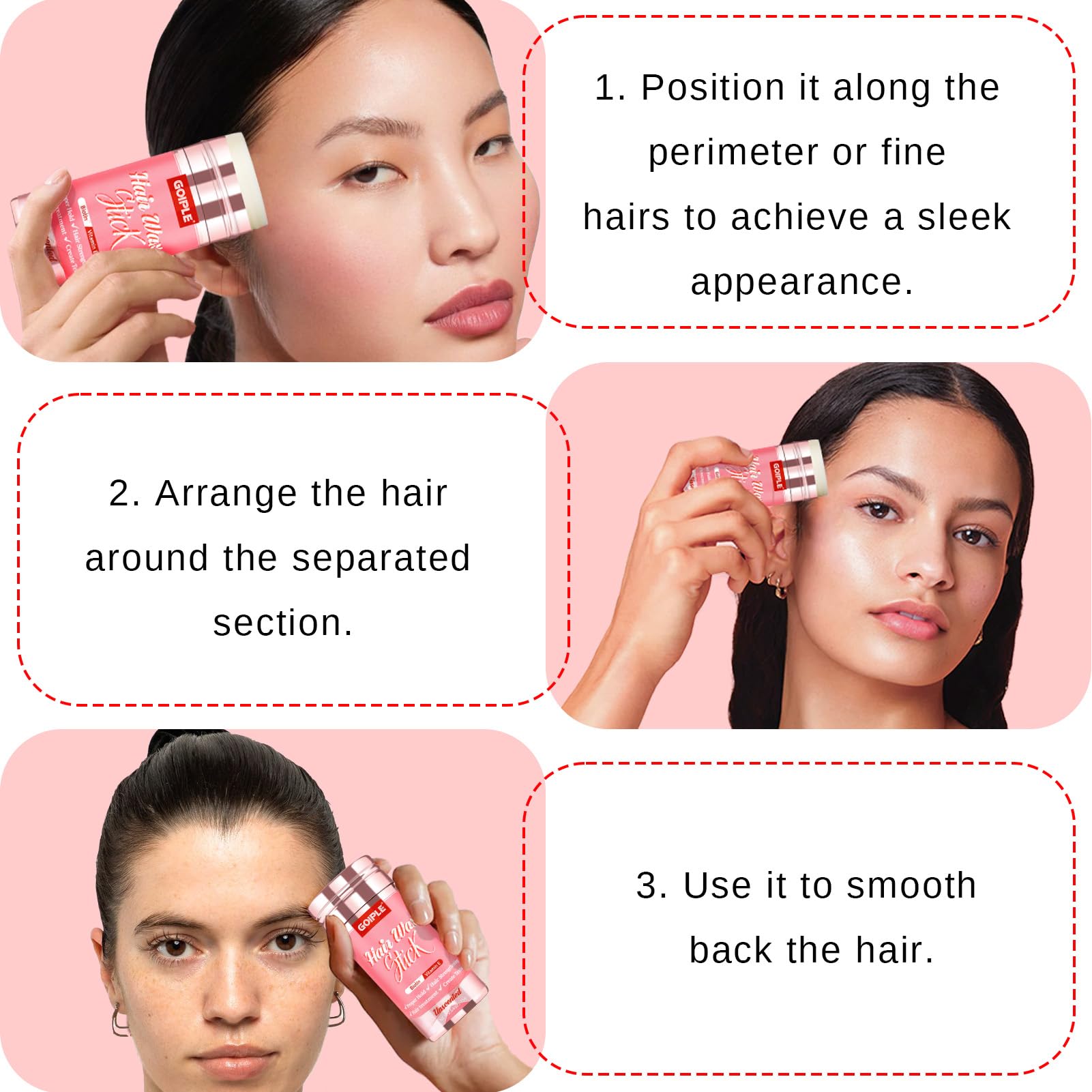Long-Lasting Wax Stick for Wig Styling - Smoothing & Slick Stick for Wigs, Frizz Control Gel with Edge Bands