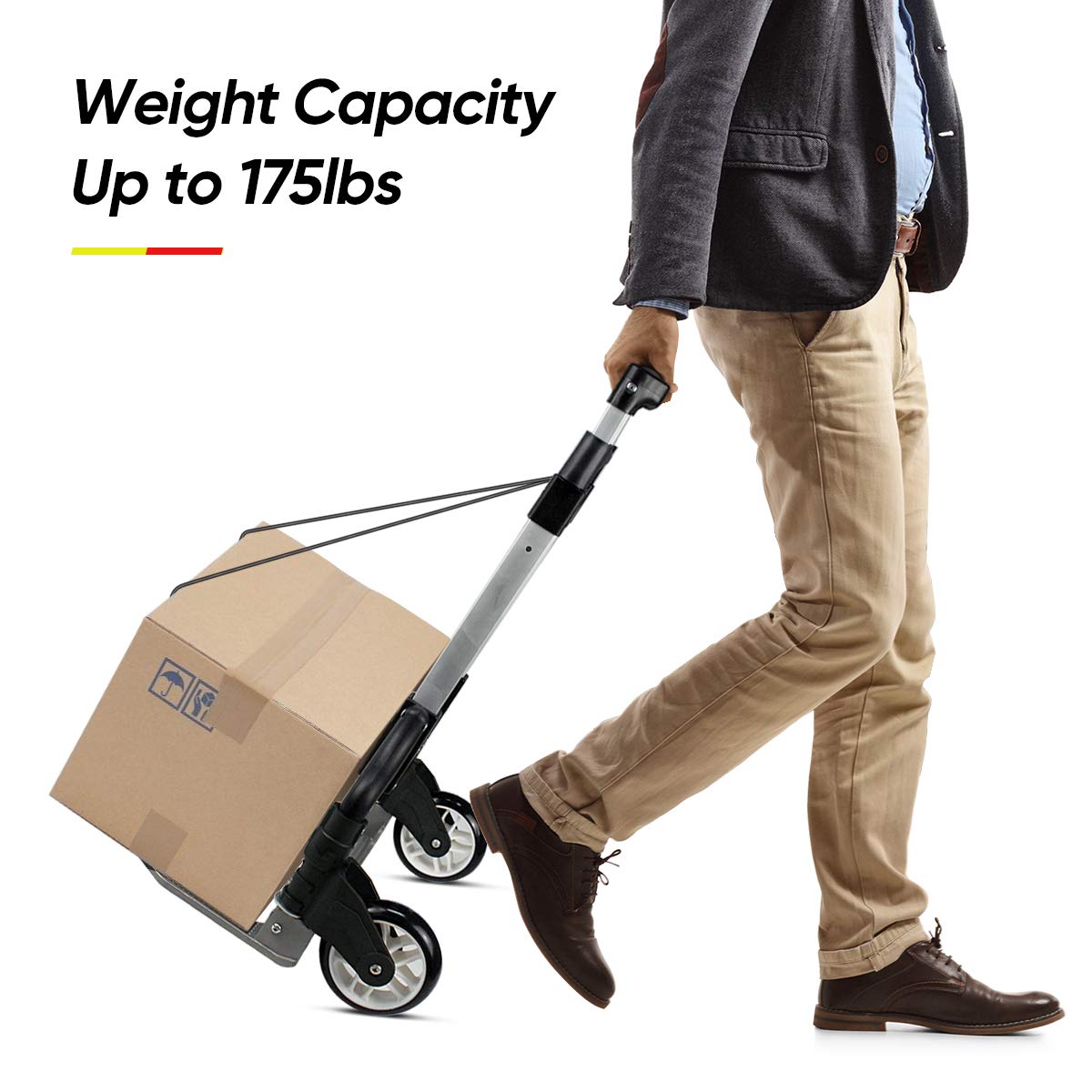 ZENY Folding Hand Truck Dolly Aluminum Hand Cart Portable Folding Trolley with Telescoping Handle and Bungee Cords, 175 lbs Capicity, for Moving and Travel