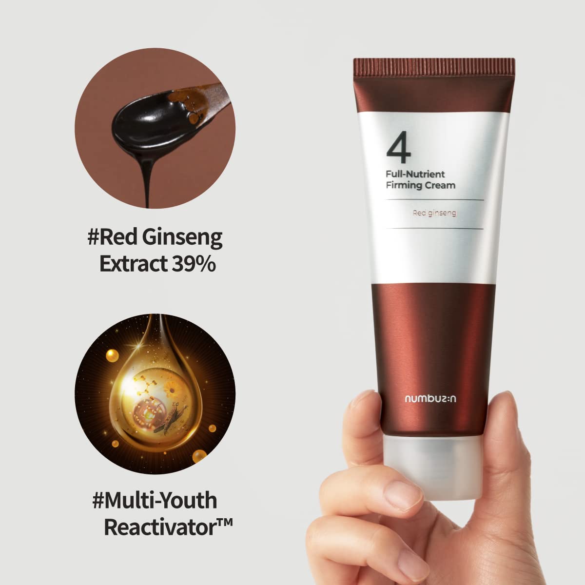 numbuzin No.4 Full-Nutrient Firming Cream | Skin Elasticity, Wrinkle Care, Anit-aging, Deeply Nourishing, Hydation | Red Ginseng, Panthenol, Niacinamide, Bifida | 2.02 fl. oz.