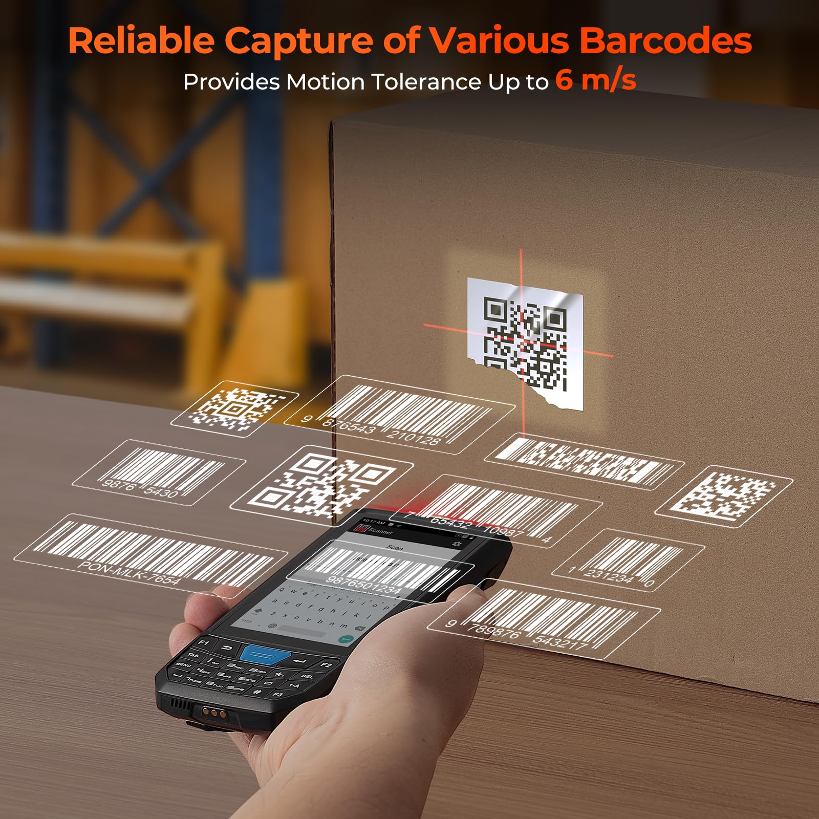 MUNBYN Android 13 PDA, 2024 Android Barcode Scanner 035Pro, 4GB+64GB Barcode Scanner with Keypad, Equip with Honeywell N6703 1D 2D QR Code Scanner, IP66 Inventory Scanner with Software for Warehouse