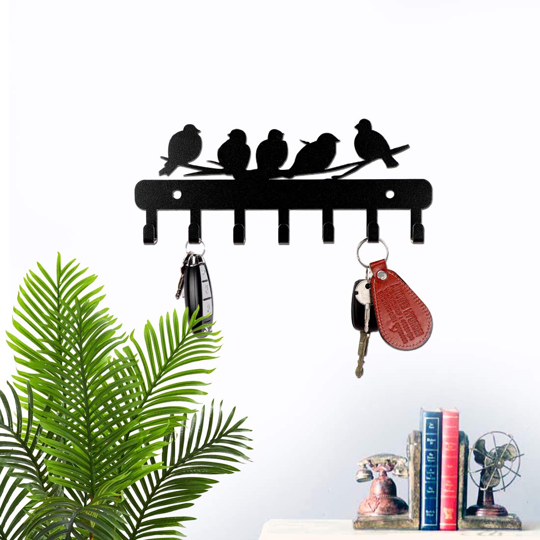 SEHAZ ARTWORKS Key Holder Wall Mount | Key Hooks for Wall | Key Rack | Key Hanger (7 Hooks, Brown)
