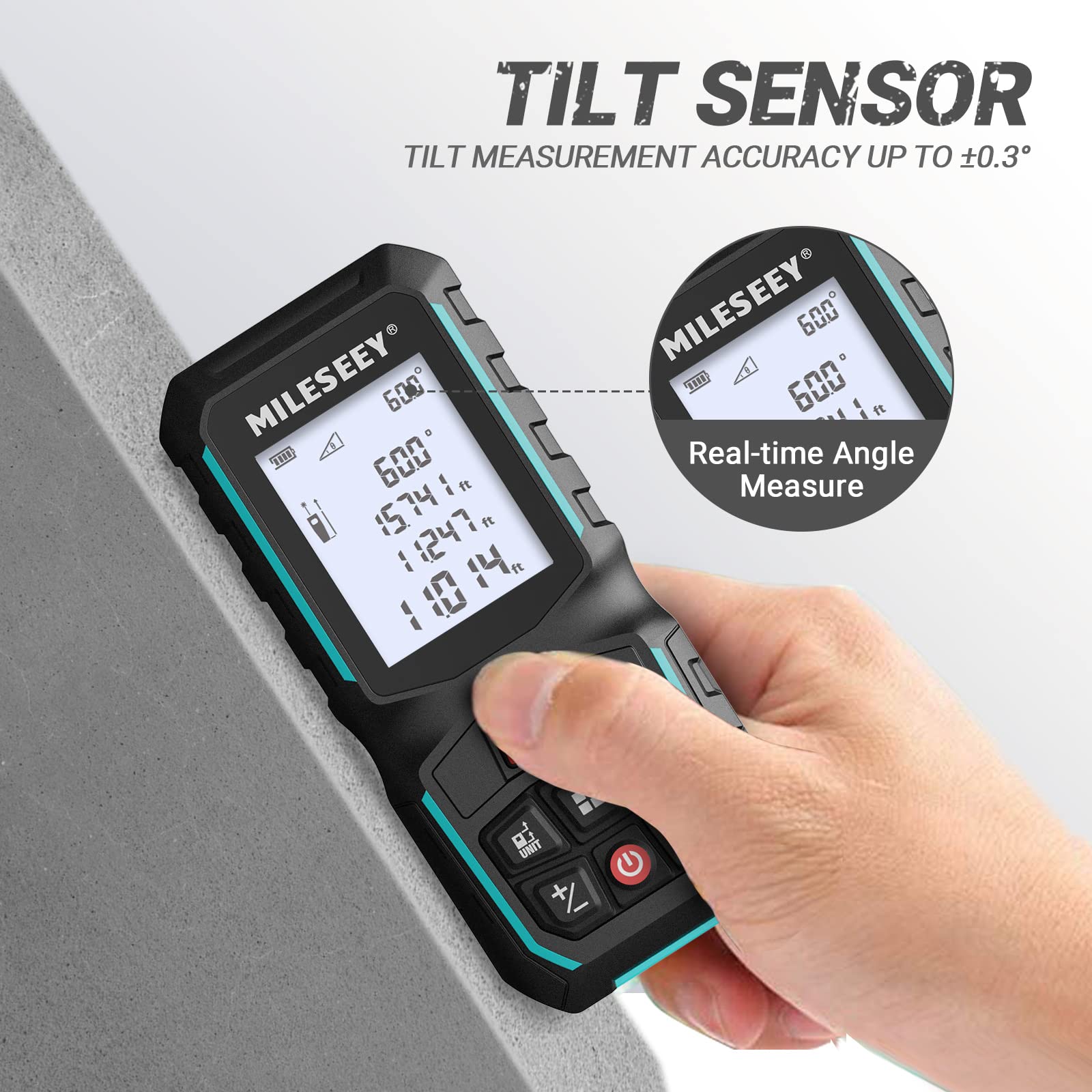 MiLESEEY G2 Laser Measurement Tool 330FT (Ft/in/M/Ft+in) with Angle Sensor, Laser Measuring Tool with Pocket Clip, Distance Area Volume Measure and Pythagoras, ±1/16 in Accuracy