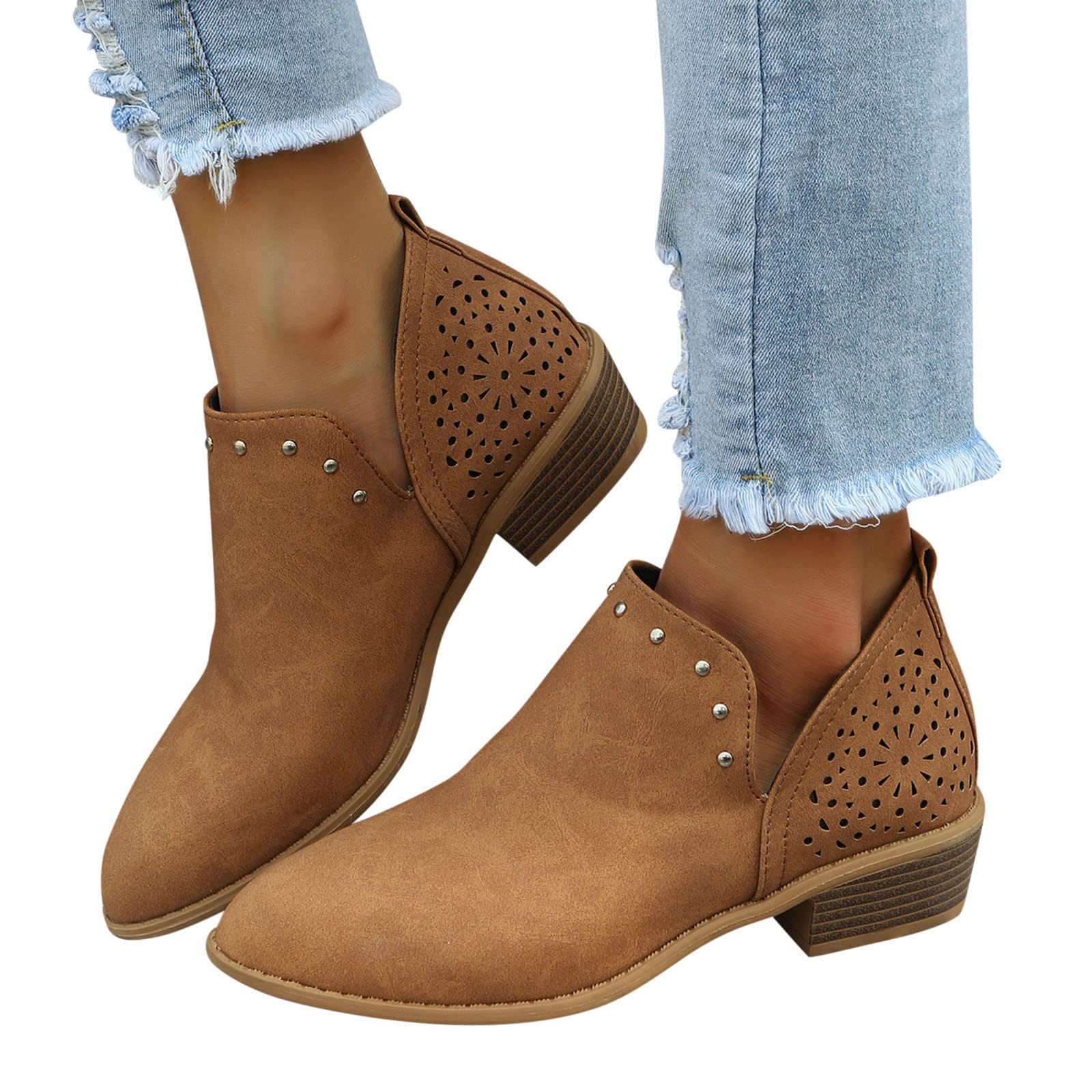Lovely Nursling Womens Hunting Boots Low Heel Womens Ankle Booties Boots Round Toe Anti-Slip Womens Vintage Boots Platform Boots Shoes