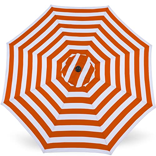 MASTERCANOPY Patio Umbrella 9 ft Replacement Canopy for 8 Ribs-Orange&White