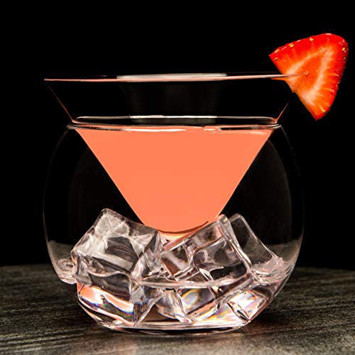 LEMONSODA Stemless Martini Glasses with Chiller Set of 2 - Elegant Cocktail Glass Set with Server Bowl - Beautiful Bar Martini Gift Set for Margarita, Manhattan Cocktails | SC2025