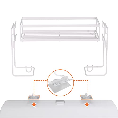 NUTSAAKK Bathroom Over The Toilet Storage Shelf, 1-Tier Bathroom Organizer Over Toilet, Above Toilet Storage with Non-Trace Adhesive, No Drilling Toilet Organizer with Hook (Upgrade White)