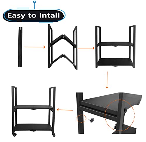 Luffioner 2 Tiers Rolling Firewood Rack,Foldable Firewood Log Storage Rack Holder with Wheels Fireside Log Rack for Indoor Fireplace or Outdoor,31"X25"x12"