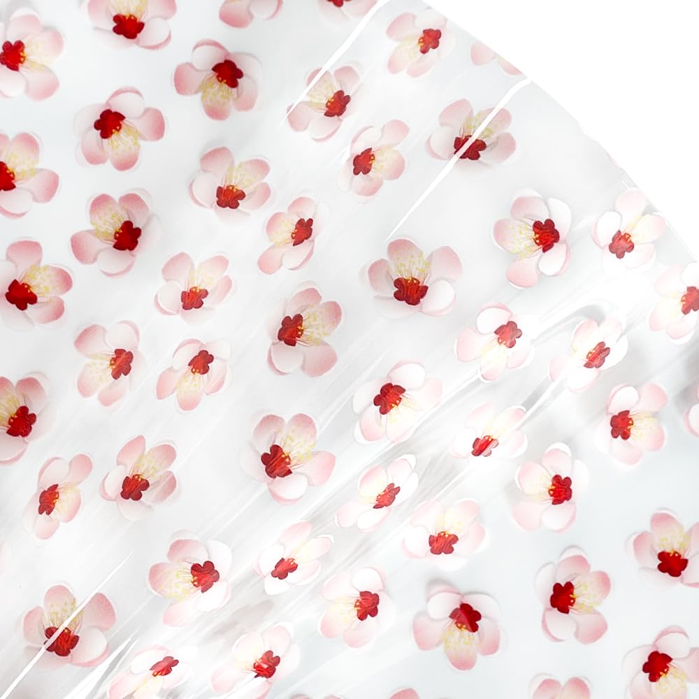 ONEART | Watercolor Floral Clear TPU Vinyl, 12" x 54" Transparent Waterproof Crystal Transparent Plastic Fabric for Bows Earrings Bags-Pink