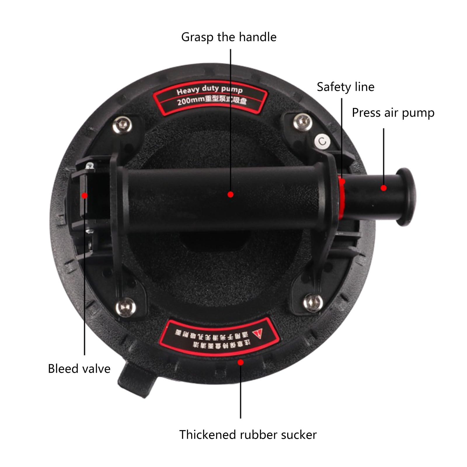Mabta 8 Inch Vacuum Suction Cup with Handle Heavy Duty Lifter for Granites Tile Glass Manual Lifting Plate Accessories, As Picture Shows