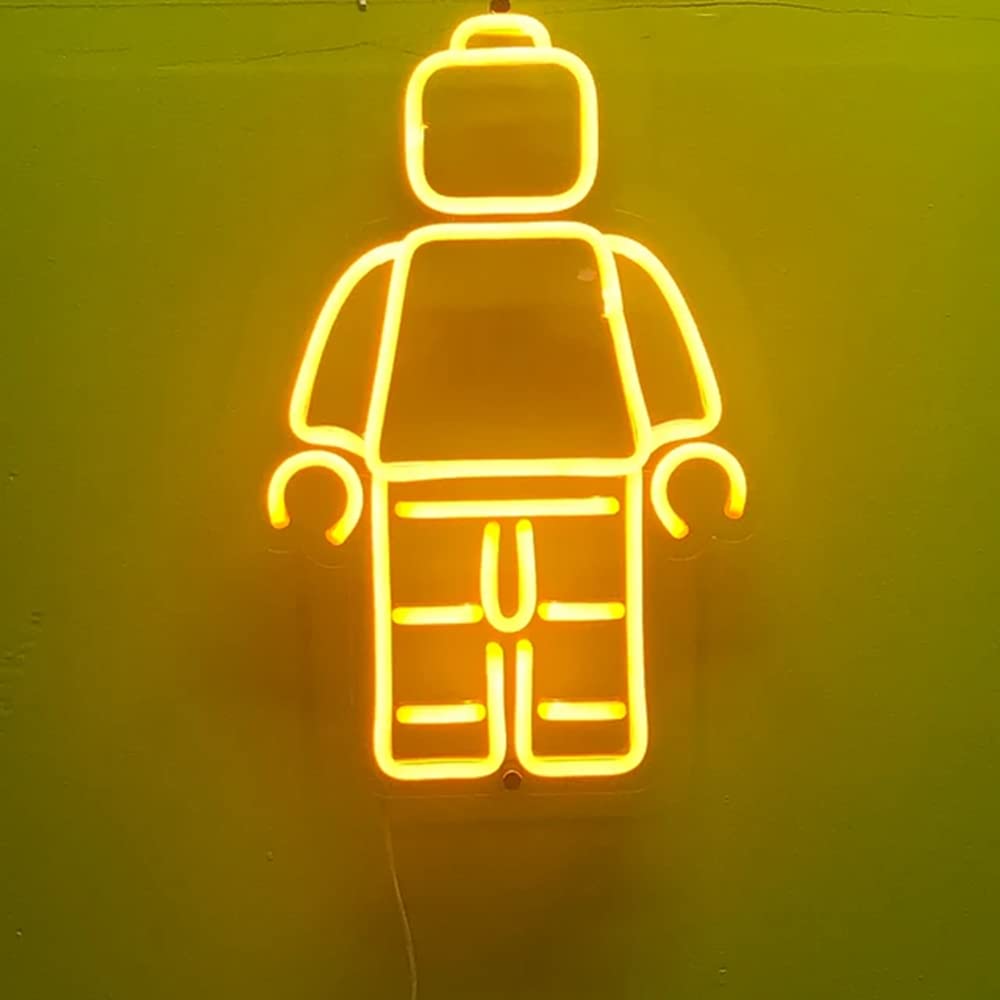 Neon Nursery Wall Decor for Boy L-e-g-o Man Custom Sign for Nursery Boy Night light Size:45X30cm