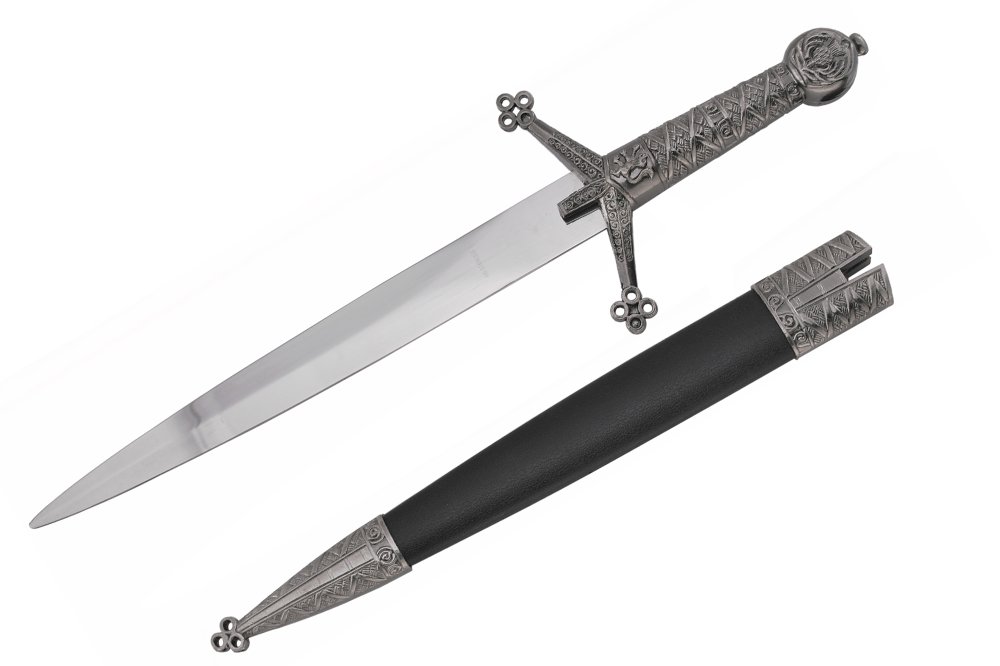 Wuu Jau Co H-5929 Medieval Designed Dagger with Black Scabbard, 16"