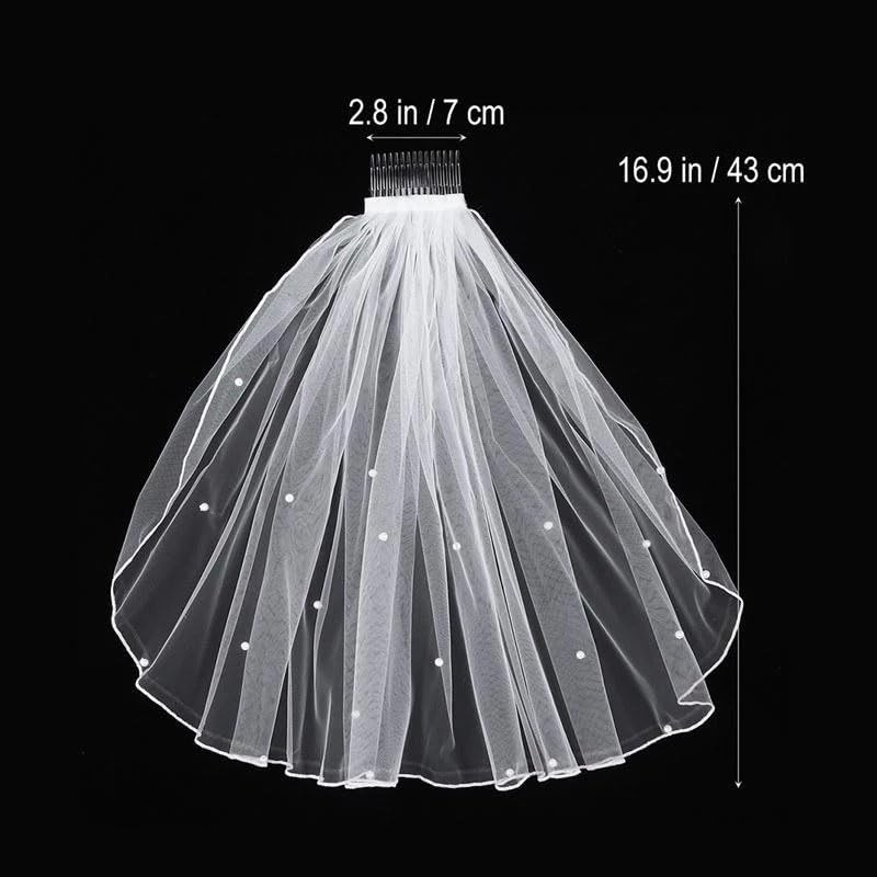 LUXCASTLE White Pearl Bride Veil Short Wedding Veil Bridal Veils Bachelorette Party Veil for Women and Brides