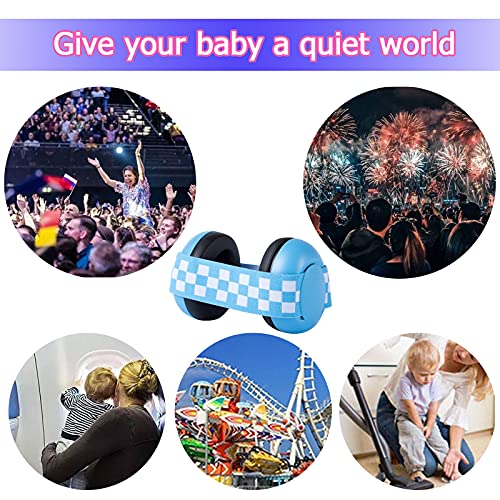 nobrand WORCBGIO Baby Hearing Protection Earmuffs Noise Eliminating Elastic Adjustable for Quiet Sleep and Preventing Potential Hearing Damage (Blue)