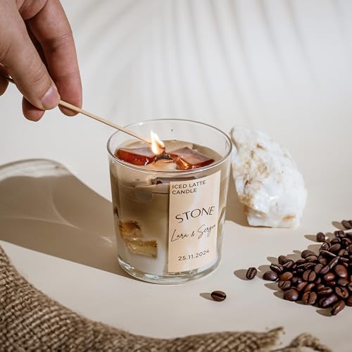 Personalized Iced Coffee Latte Candle β Custom Soy Wax Candle with Wooden Wick β Gift for Weddings, Birthdays, Bridesmaids, and Christmas Gifts