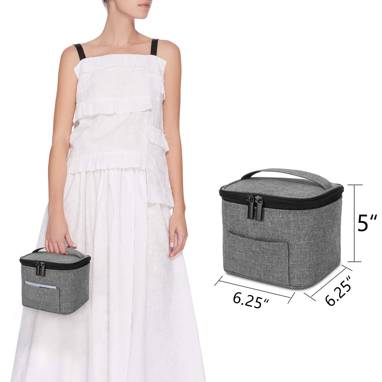 Luxja Breast Pump Tote with A Breastmilk Cooler Bag (Hold Four 5 Ounce Breastmilk Bottles) Bundle, Dark Gray