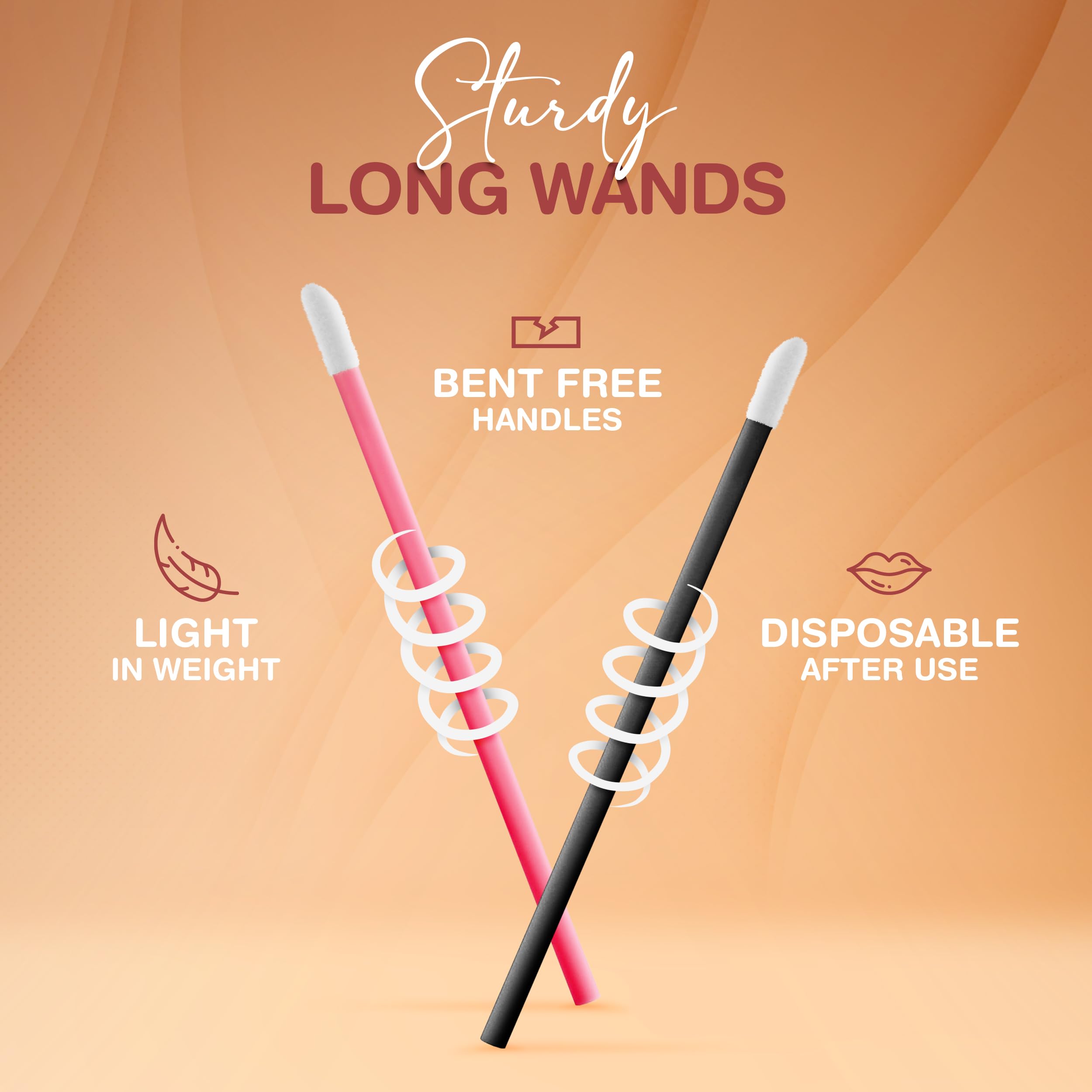 Lip Applicators Disposable 200 Pcs - Disposable Lip Wands Made with Soft Bristles, Disposable Lip Brushes for Lipstick, Perfect for Lips, Eyes and Makeup Applications