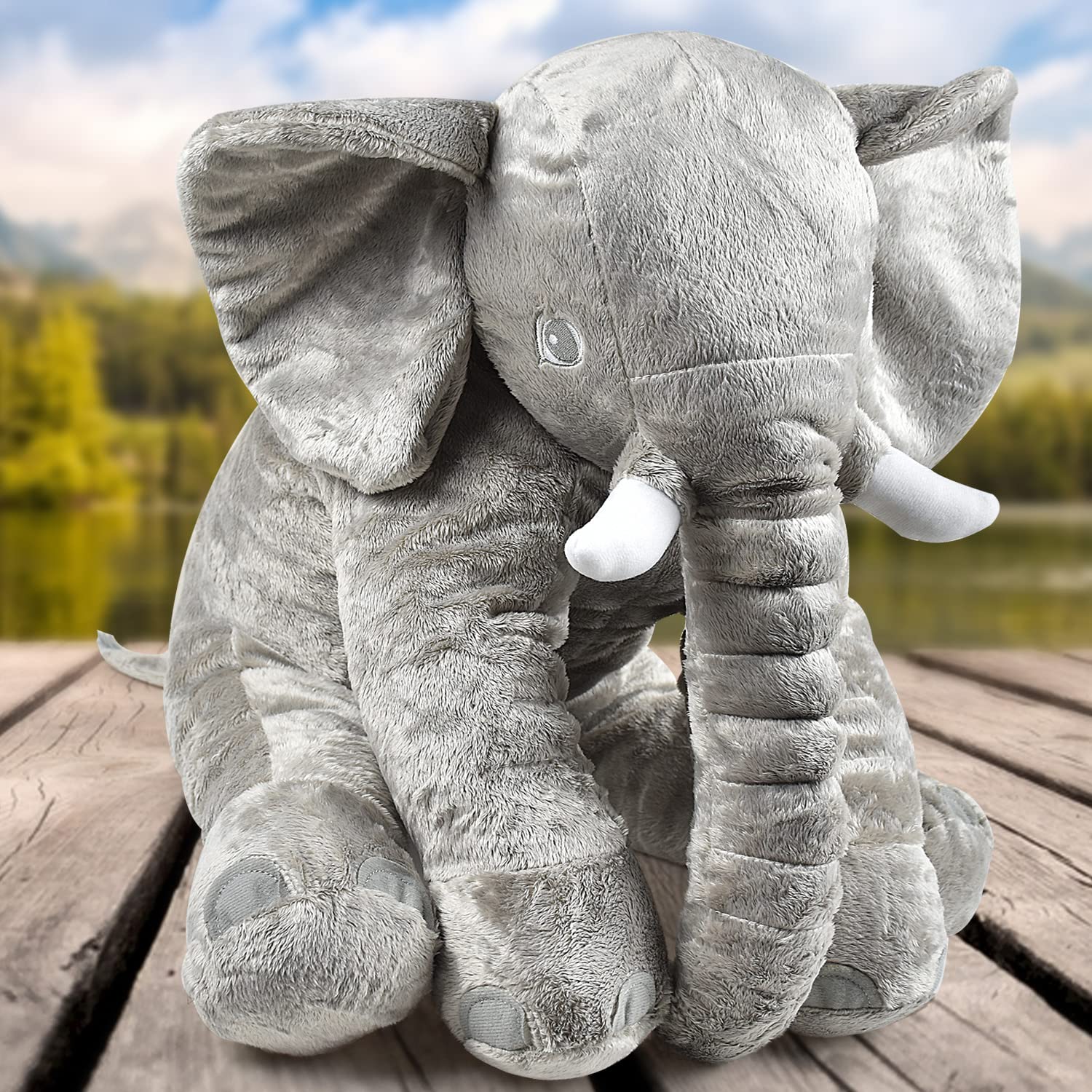 LANPANGZI Large Stuffed Animal Elephant Stuffed Plush Toy for Boys and Girls 3+ Years Old,24 Inches/Grey