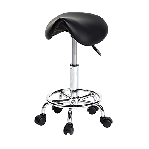 LLAMN Bar Stool Saddle Stool Ha Ha Feet Rotation Bar Stool Black Spa Tattoo Massage Salon Furniture