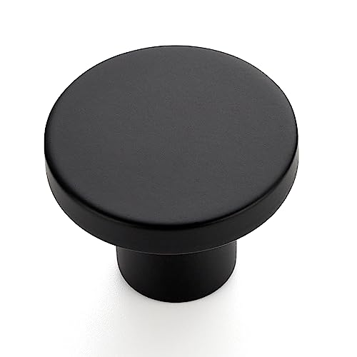 Ravinte 5 Pack Cabinet Knobs Black Kitchen Cabinet Knobs Round Dresser Drawer Knobs Matte Black Drawer Pulls Closet Door Knobs 1-1/5 Inch, OCNYN8HS5