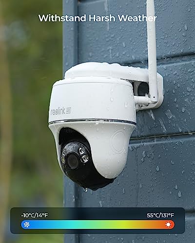 REOLINK First 4K Solar Security Cameras Wireless Outdoor, Argus PT 4K+ 6W Solar Panel, 360° Pan Tilt Solar Battery Outdoor Camera with 8MP Color Night Vision, 2.4/5 GHz Wi-Fi, No Monthly Fee
