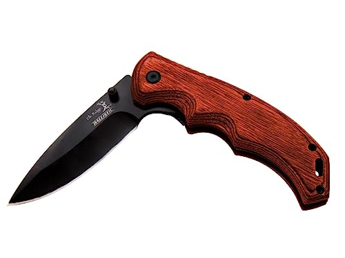 NDZ Performance Elk Ridge ERA004 3.5" Spring Assisted Flipper Folding Knife, Hunting Pocket Knife with Clip, Laser Engraved in Dark Blue - US Army Special Forces Emblem