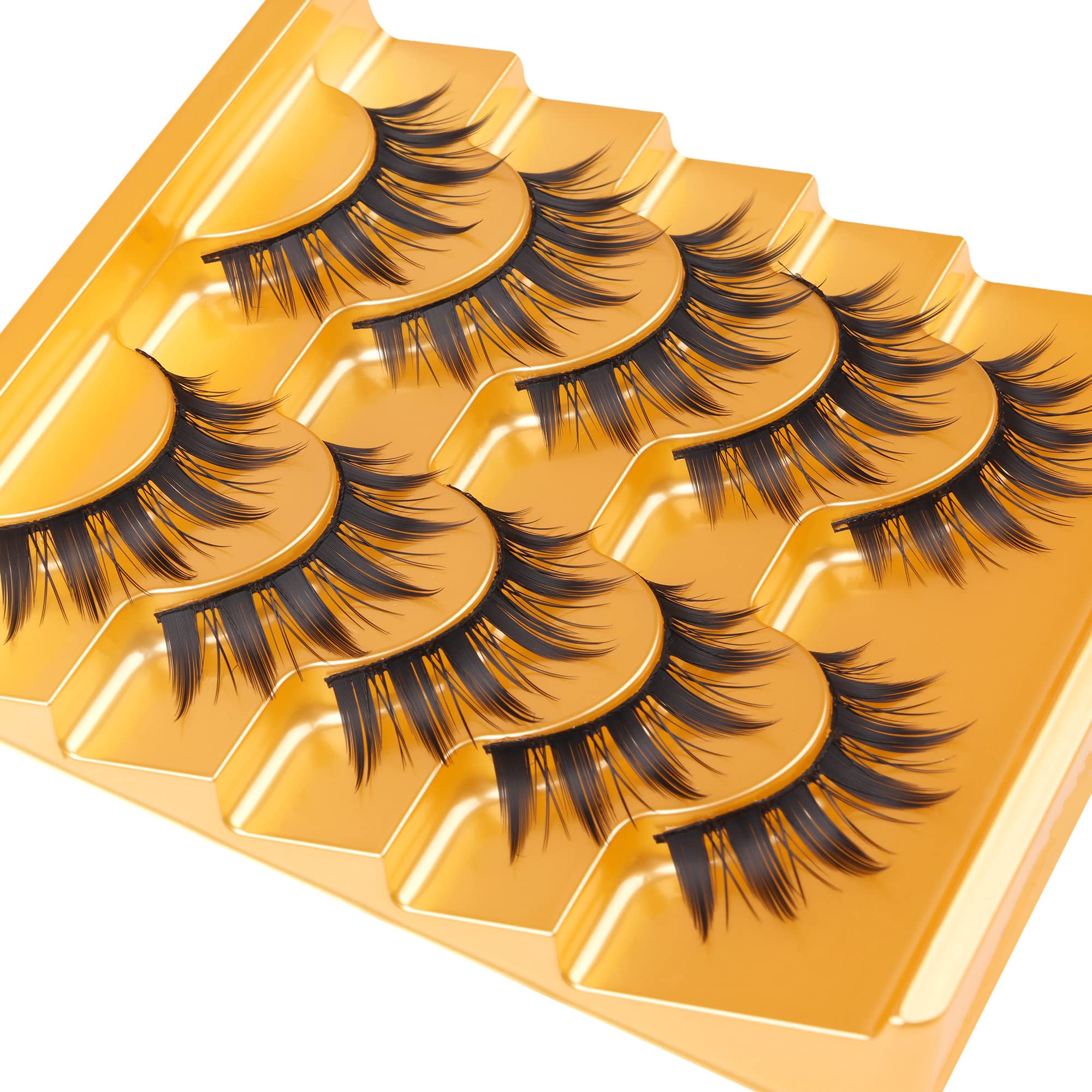Manga Lashes Anime False Eyelashes Anime Spiky Fake Lashes Natural Wispy Doll Eye Lashes 5 Pairs Cosplay Mink Eyelashes Pack by wtvane