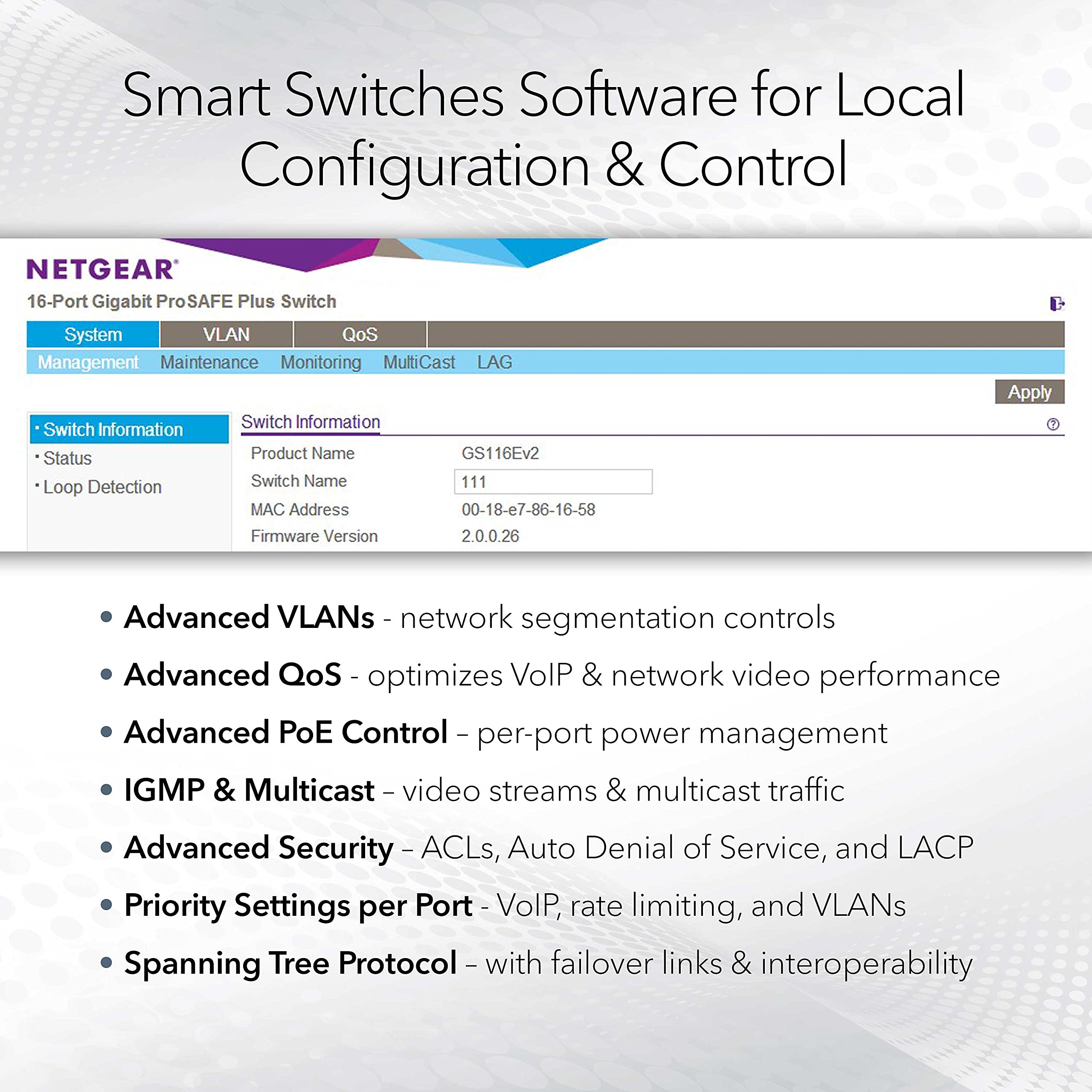 NETGEAR 52-Port Gigabit/10G Stackable Smart Switch (GS752TX) - 48x1G, Managed, with 2x10G Copper & 2x10G SFP+, Desktop or Rackmount, & Limited Protection (Renewed), Grey
