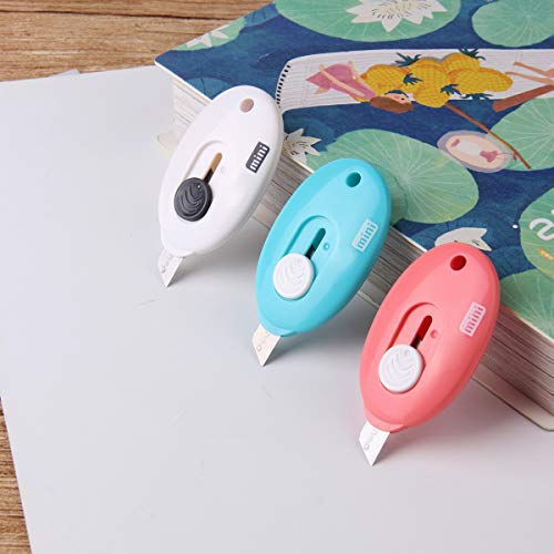 Mini Retractable Utility Knife Box Cutter Letter Opener, Alloy Steel Splicing Knife with Key Chain Hole-9pcs