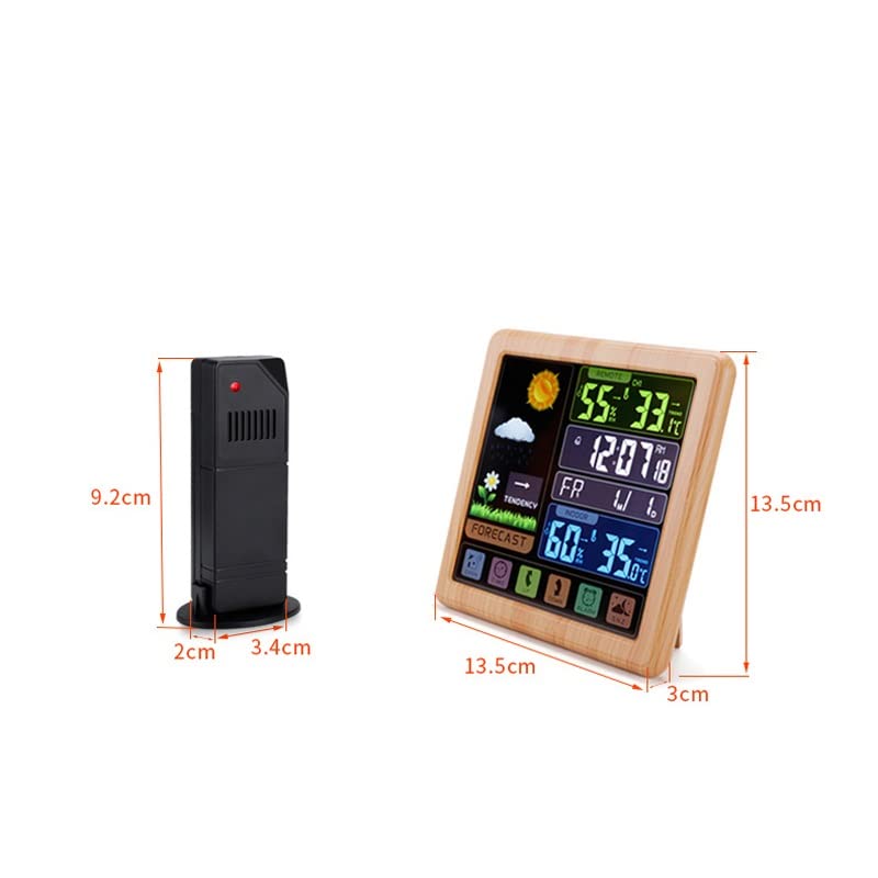 LNYHLXS Multifunctional Touch Screen Key Weather Clock Color Screen Indoor and Outdoor Hygrograph(E)