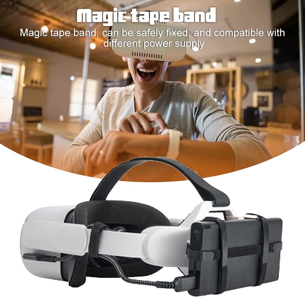 Houseen Head Strap for Oculus Quest 2, Adjustable Powerbank Fixing Bracket Head Strap Replacement Accessories for Oculus Quest 2(Black + White)