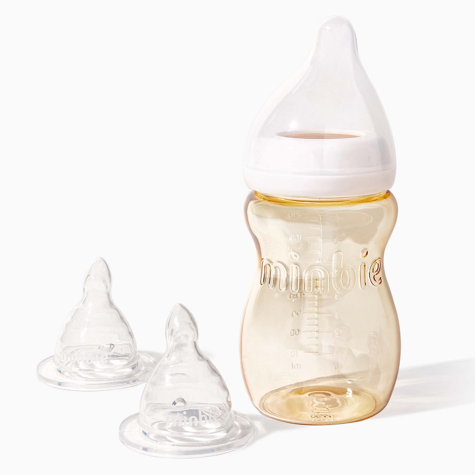 Minbie Newborn Breastfeeding Baby Bottle Bundle - Anti Colic & Reflux, BPA Free PPSU