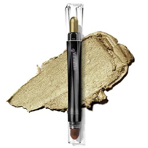 LUXAZA Cream Single Eyeshadow Stick with Blending Brush, Hypoallergenic Eye Shadow Stick Makeup, Pro Waterproof & Long Lasting Eye Brightener Stick,Eyeshadow Pencil Crayon Shimmer #101