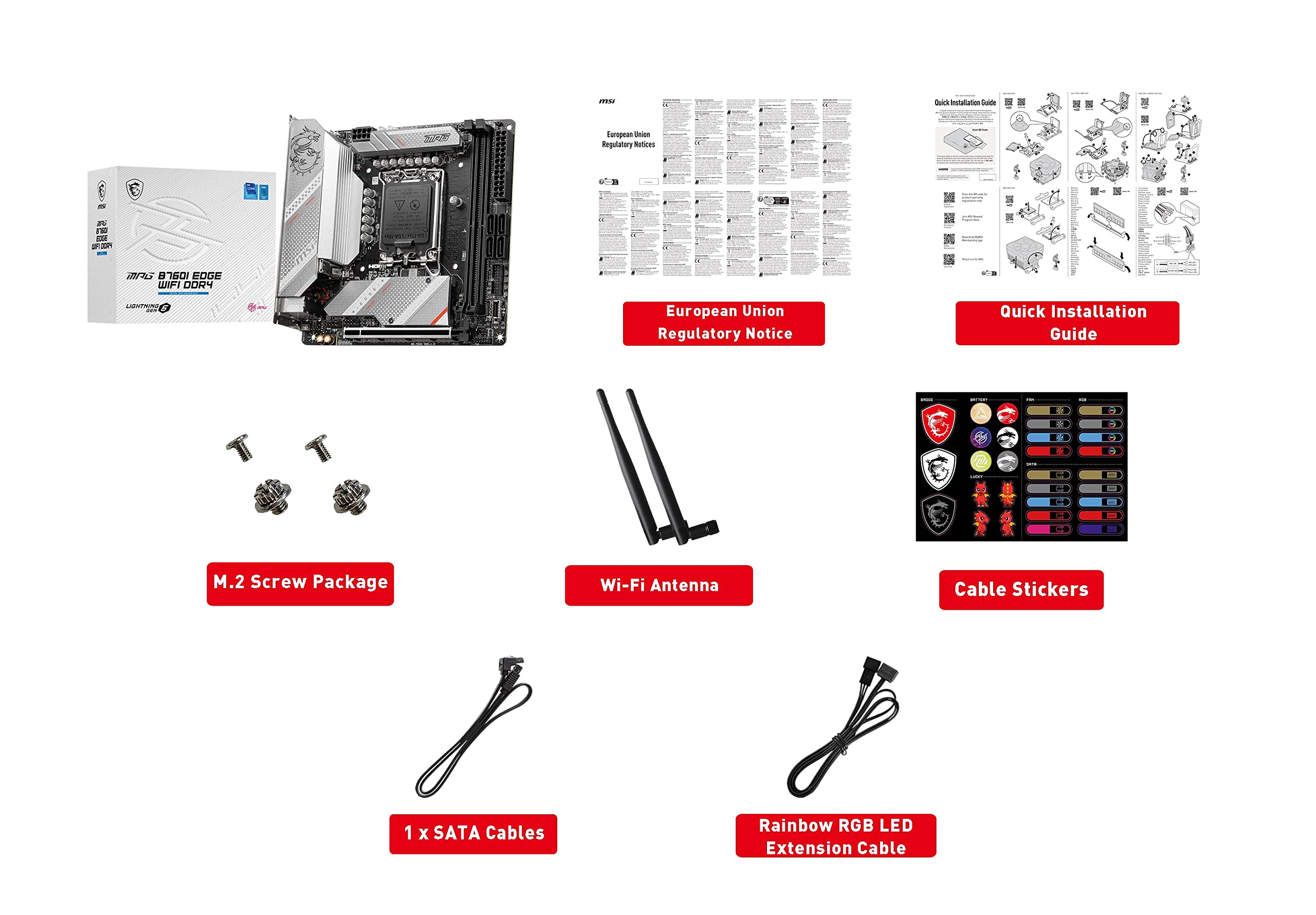 MSI MPG B760I Edge WiFi DDR4 Gaming Motherboard (Supports 12th/13th Gen Intel Processors, LGA 1700, DDR4, PCIe 4.0, M.2, 2.5Gbps LAN, USB 3.2 Gen2, Wi-Fi 6E, Mini-ITX)