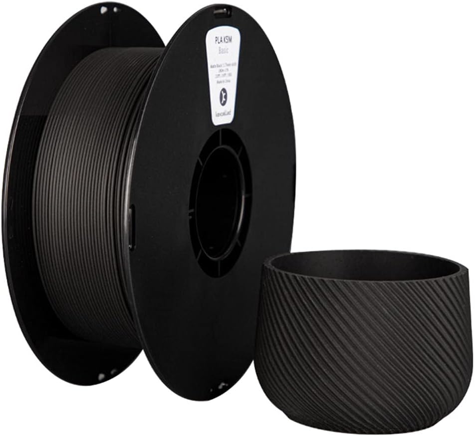 PLA K5M Filament Matte Polylactic Acid Filament 1.75mm, 3D PLA Filament 1kg2.2lb Spool, Dimensional Accuracy +/- 0.03 mm, Fit FDM 3D Printer, Black