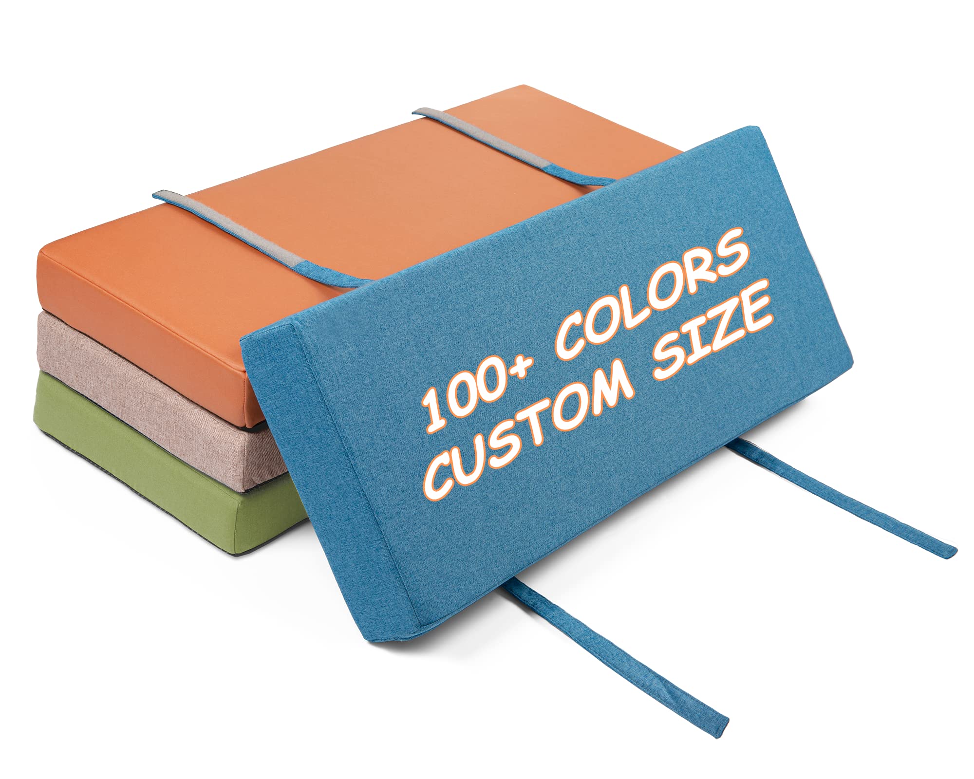 ROFIEJOX Custom Bench Cushion -Custom Size/Shape/Color/Fabric Style/Piping for Outdoor/Indoor Furniture, Waterproof Outdoor Bench Cushions with, Durable 70D High-Density Resilience Sponge