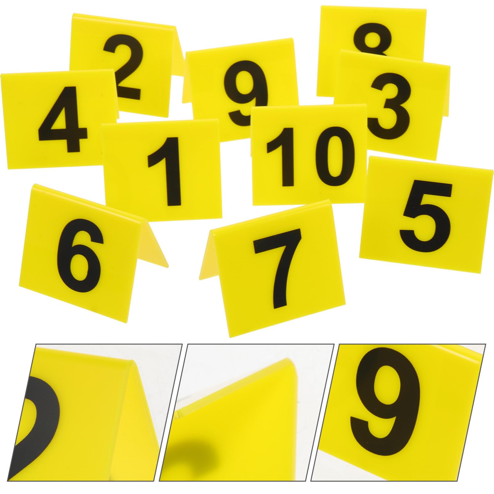 UPKOCH 10pcs Signage Reusable Table Numbers Detective Game Case Files Game Compact Evidence Marker Table Number Sign Table Number Tent Cards Banquet Acrylic Triangle Crime Scene