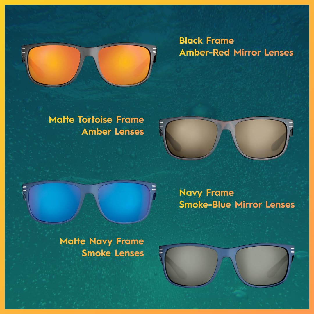 Flying Fisherman Double Header Classic Polarized Sunglasses, Matte Navy Frames/Smoke Lenses, Medium
