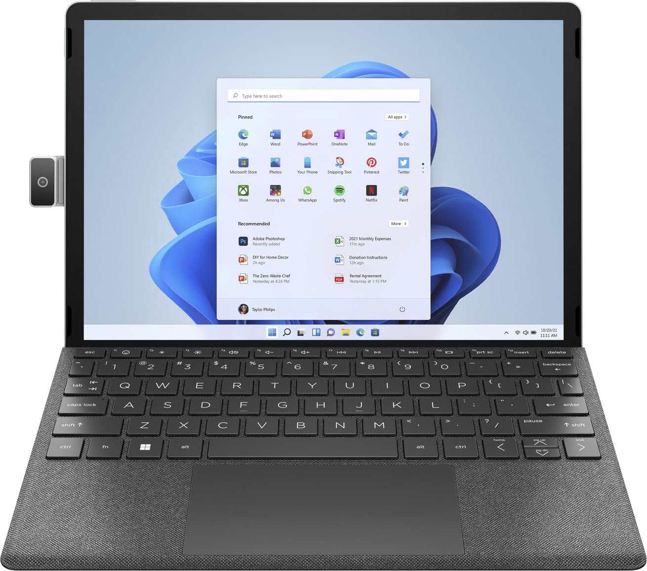 HP 11-inch Tablet 2 in 1 Touchscreen 2.1K IPS Intel Pentium Silver 4GB LPDDR4X 128GB SSD MicroSD Card Reader USB Type-C 13MP Webcam, WiFi, Bluetooth, Windows 11 Home S, Silver, 11m-be0023dx (Renewed)